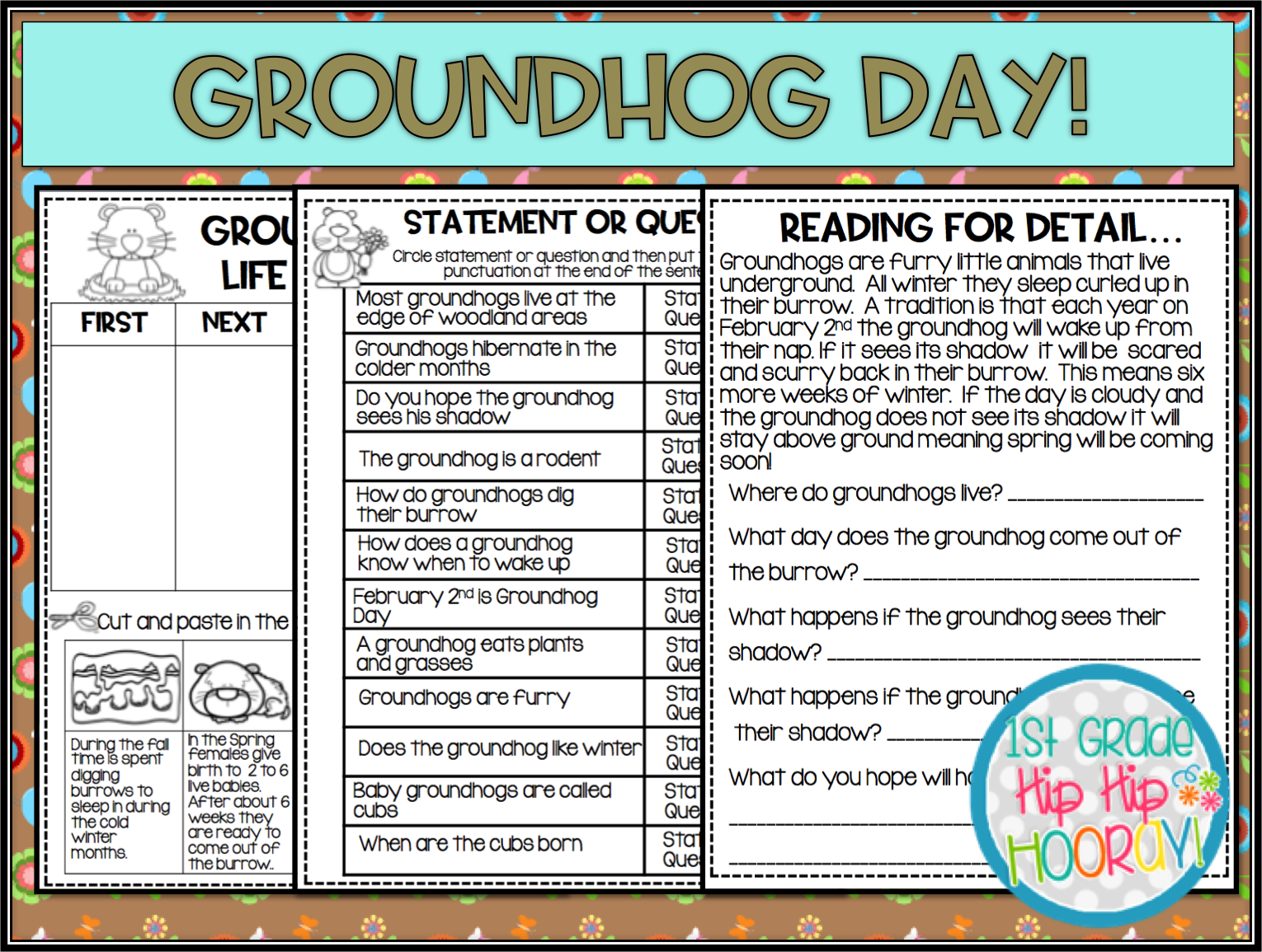 1st Grade Hip Hip Hooray!: Groundhog Day and Shadows...Making predictions!