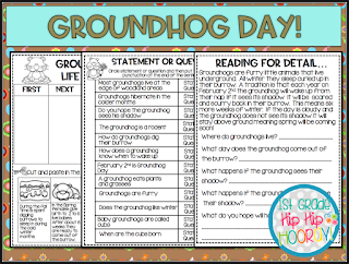 1st Grade Hip Hip Hooray!: Groundhog Day and Shadows...Making predictions!