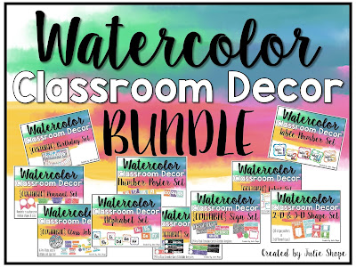Julz Treasure Chest: Watercolor Classroom Decor {FREEBIES}