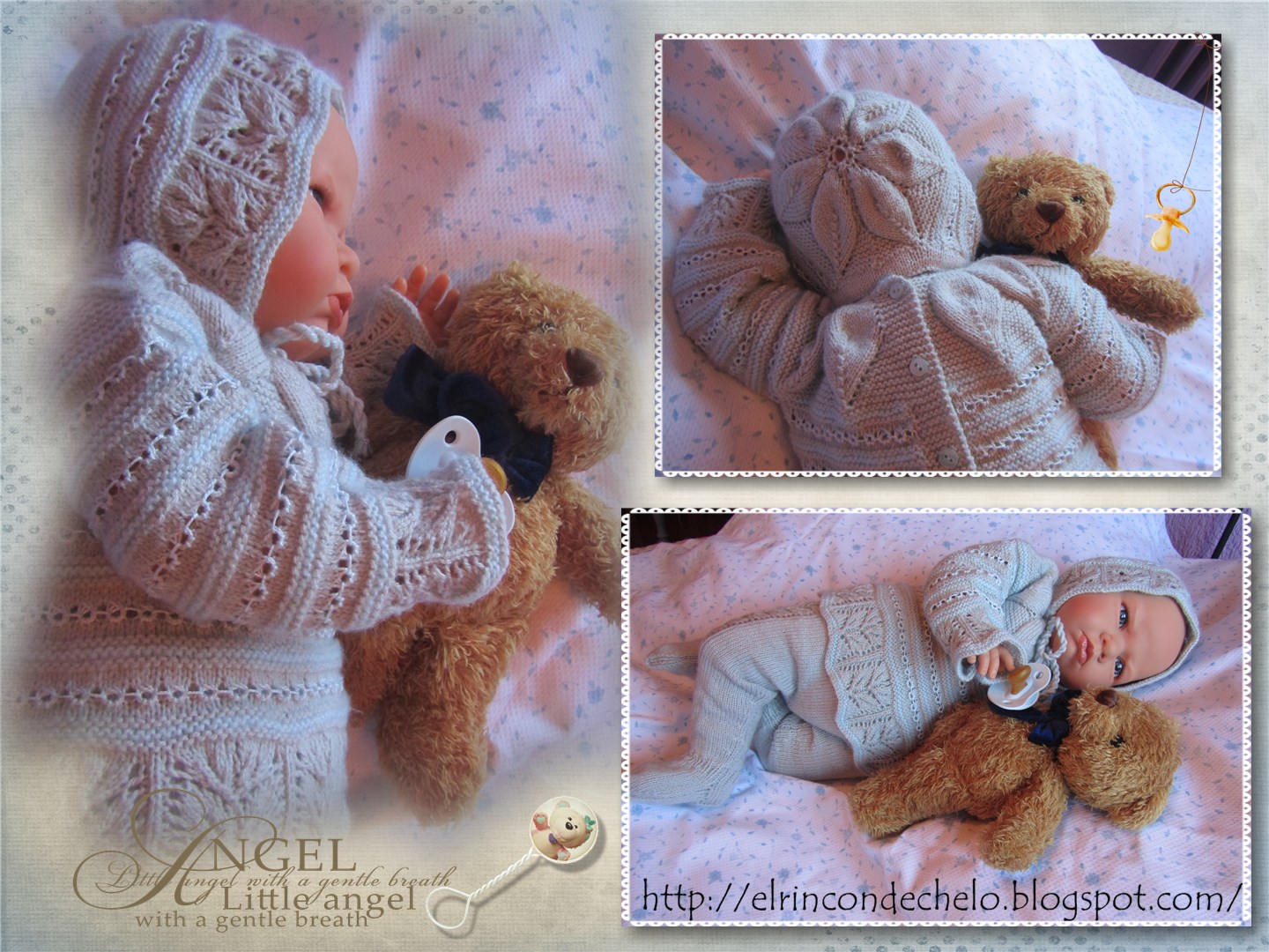 El rincón de Chelo: Conjunto azul y gris para bebé