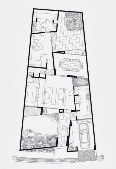 Diseño y planos de una casa en terreno con forma irregular | Construye ...