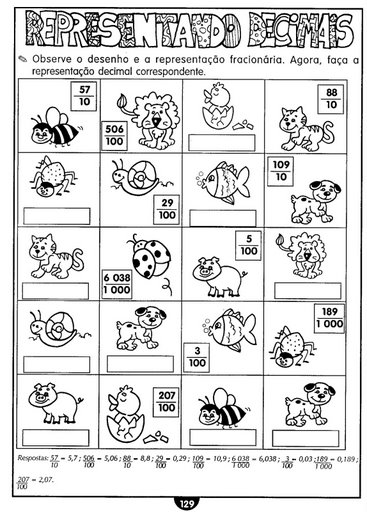Atividades Educativas: Atividade de representação de Decimais