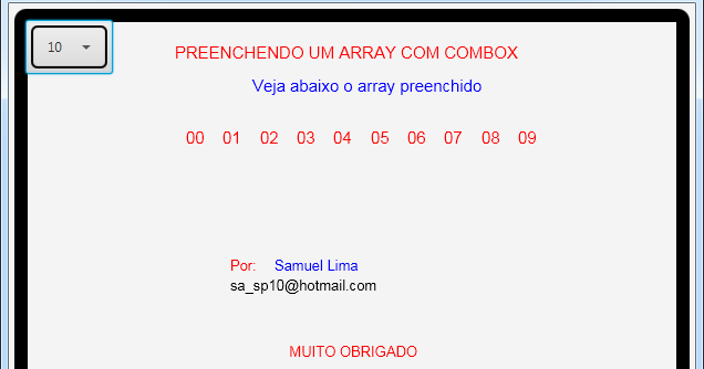 Samuel Lima - Programador C/C++/Java: Javafx - preenchendo um araay de inteiros com combox