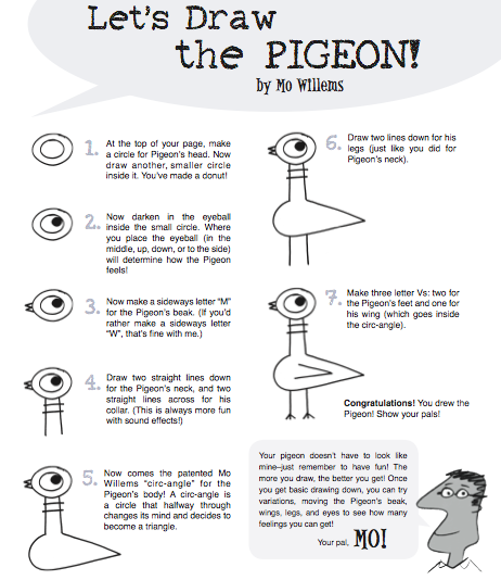 Mr. Deris' 2nd Grade Blog: How to Draw Mo Willems Pigeon Character
