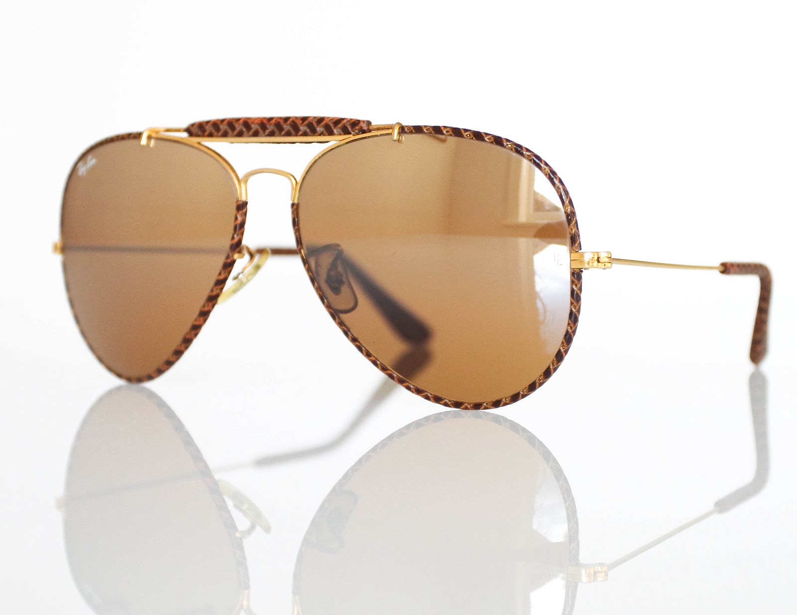 Leather Ray Ban Aviator Sunglasses