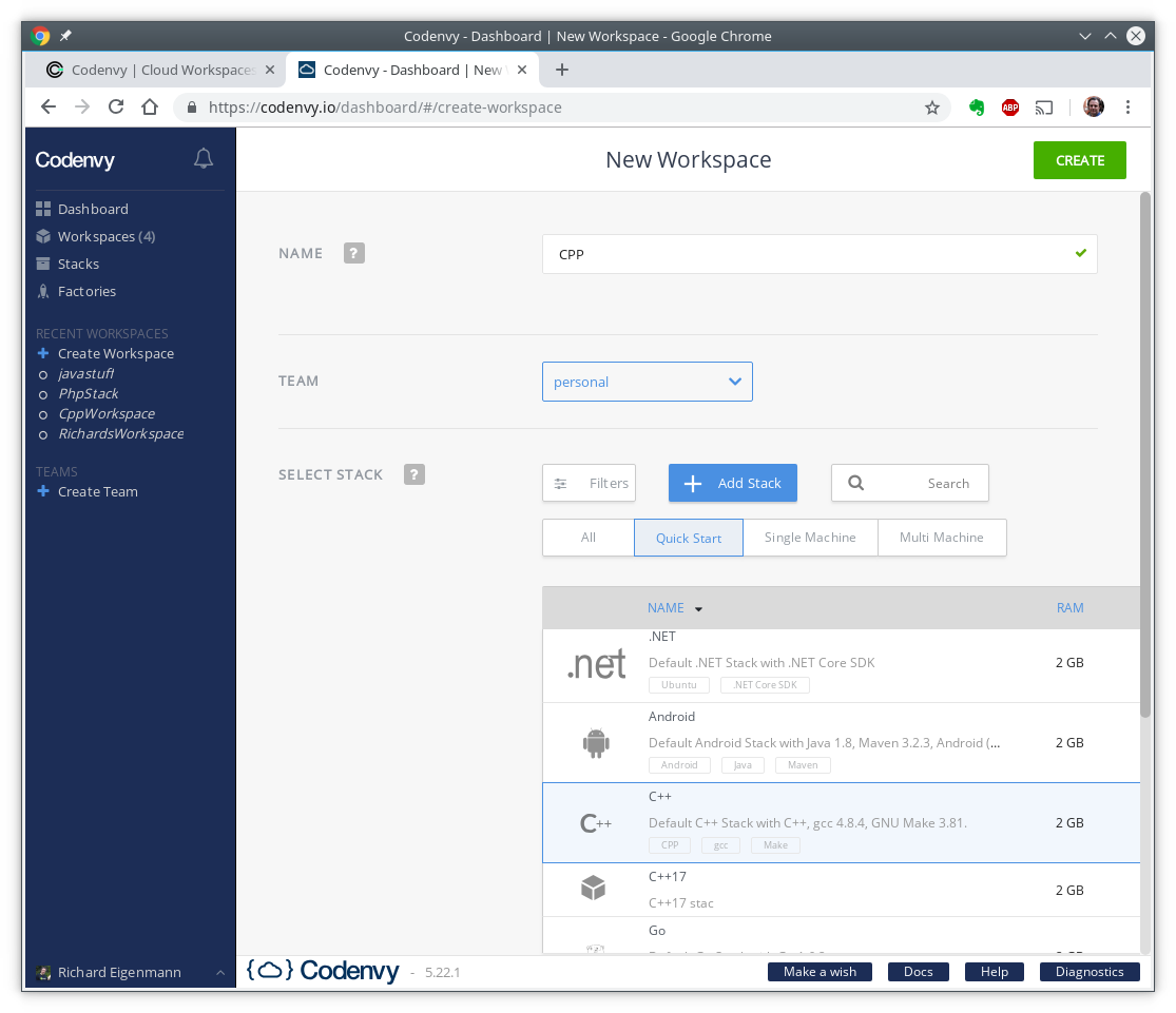 Richiblog Running C Hello World In The Cloud Codenvy