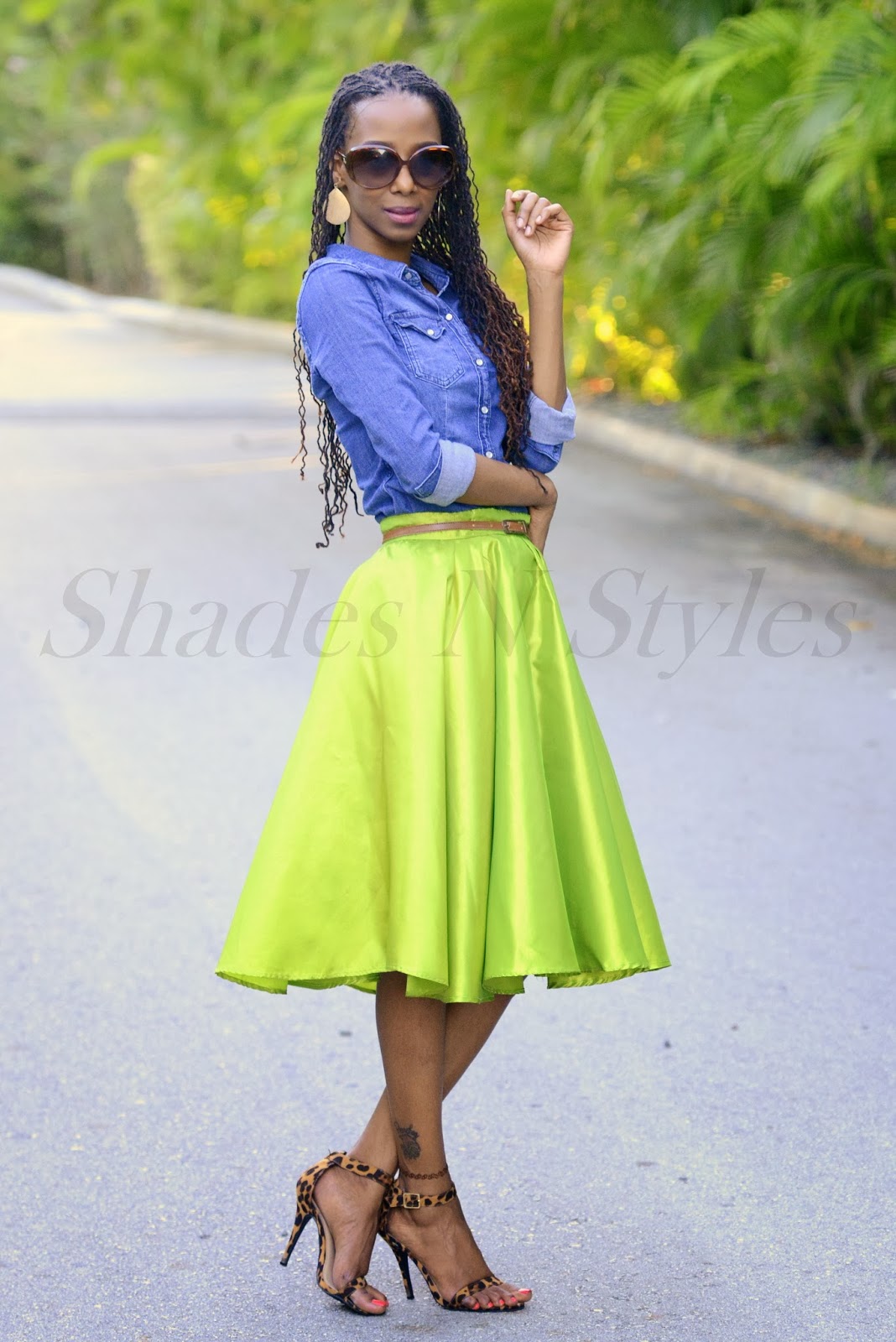 MY STYLE: Denim on Flared Lime ~ SHADES N STYLES