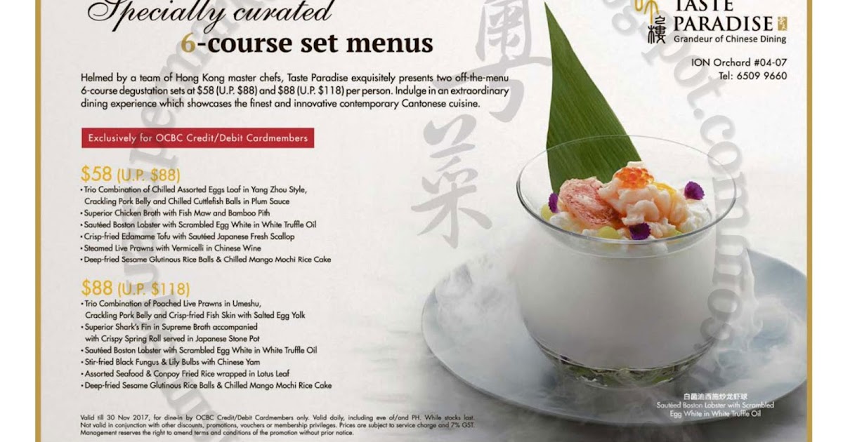 Taste Paradise Specially Curated 6 Course Set Menus 06 September - 30 ...
