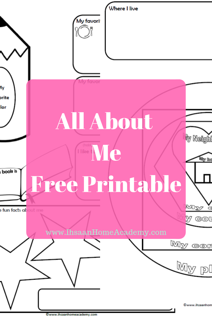 All about Me Free Printable for Kindergarten - Ihsaan Home Academy ...