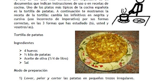 INICIACION AL ESPAÑOL : APRENDO A LEER UNA RECETA DE COCINA