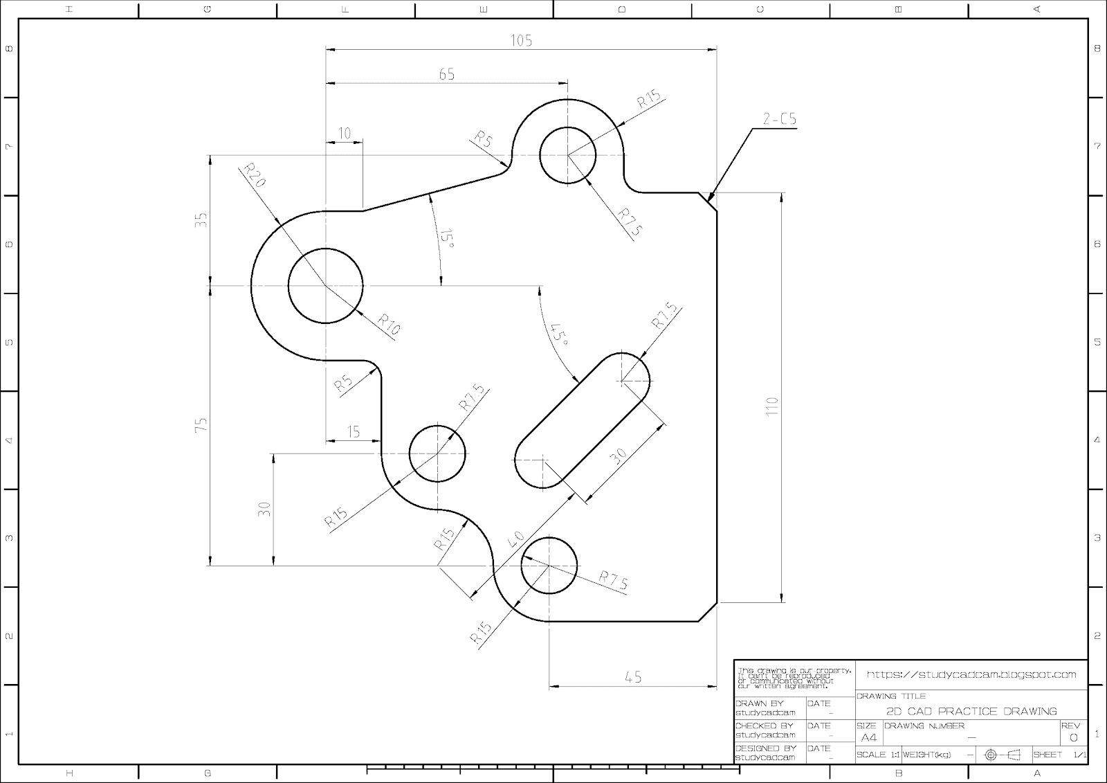 Ejercicios de AutoCAD 2D para practicar