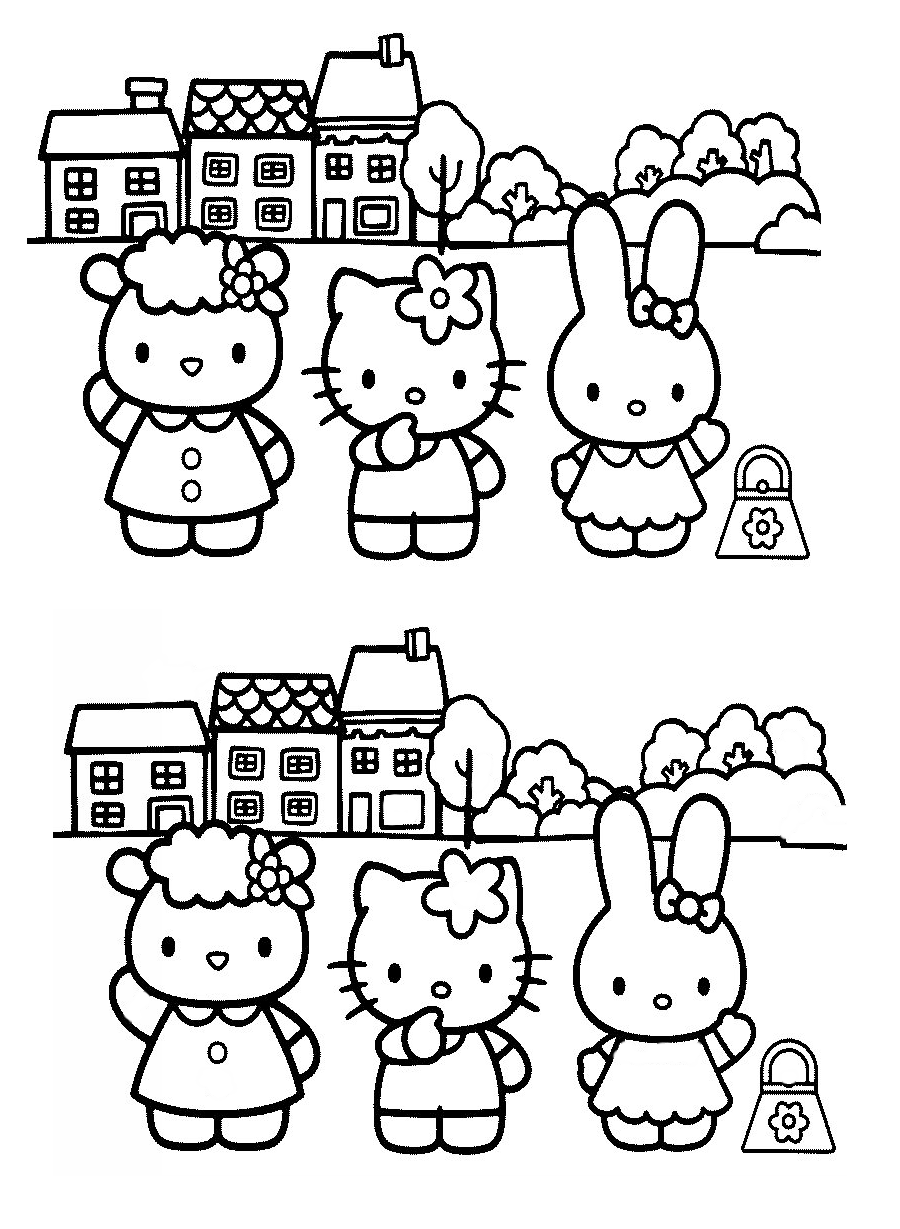 Encuentra las 10 diferencias con Hello Kitty : Locos por Hello Kitty