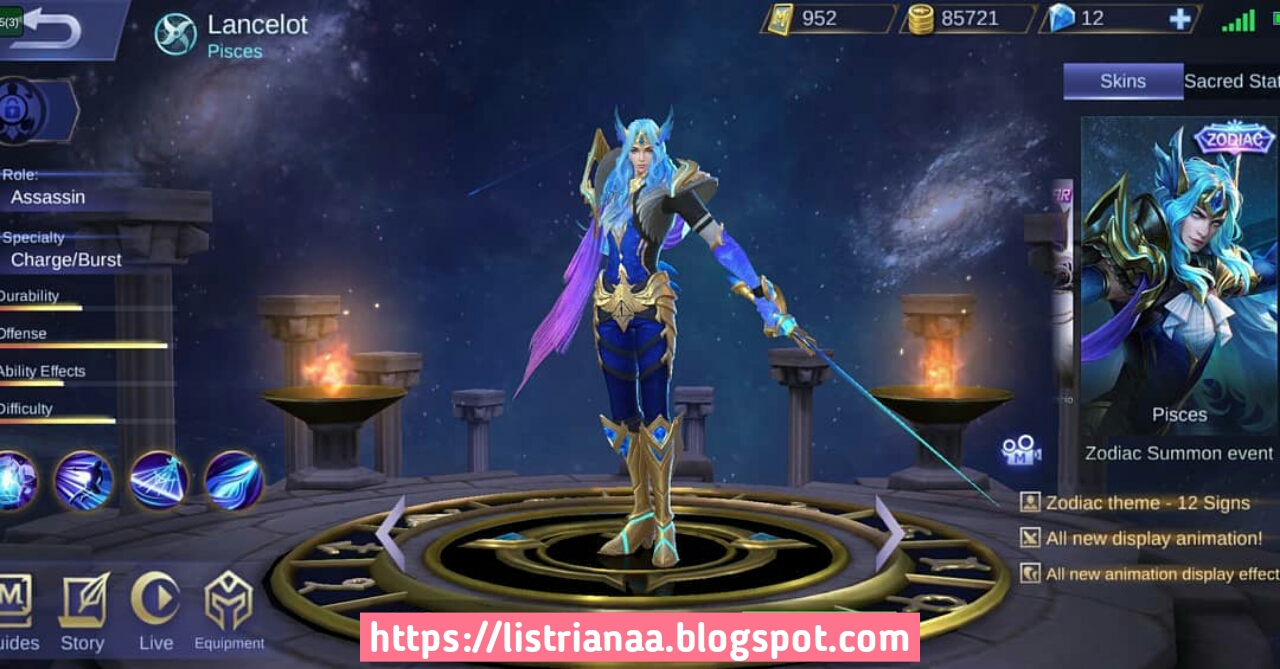 Terungkap Ini Penampakan Skin Zodiac Lancelot Pisces Mobile Legends ...
