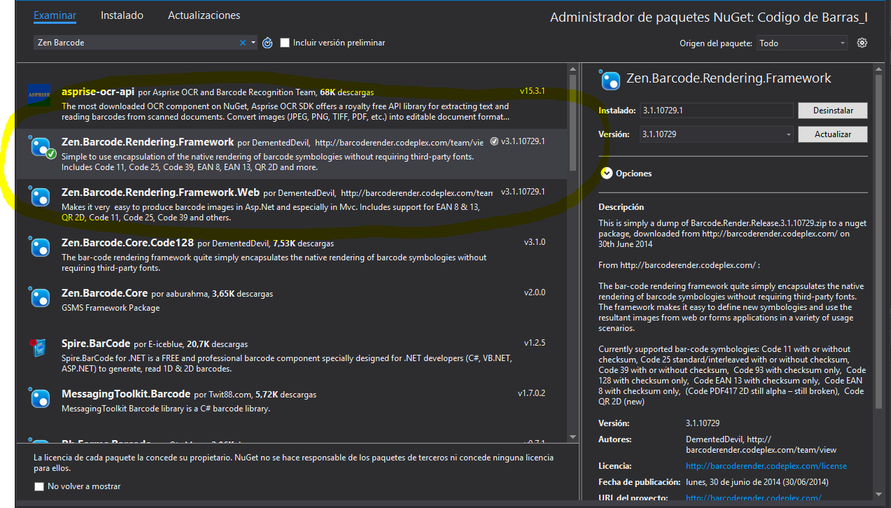 Aprendiendo C#, Python, C++, A.I, BASIC...: Código de Barras