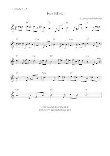 Fur Elise, free clarinet sheet music notes