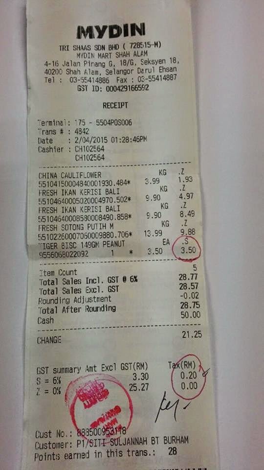 Inspirasi Seni & Jahitan Hamidah Burham : Bagaimana Mydin Serap GST?