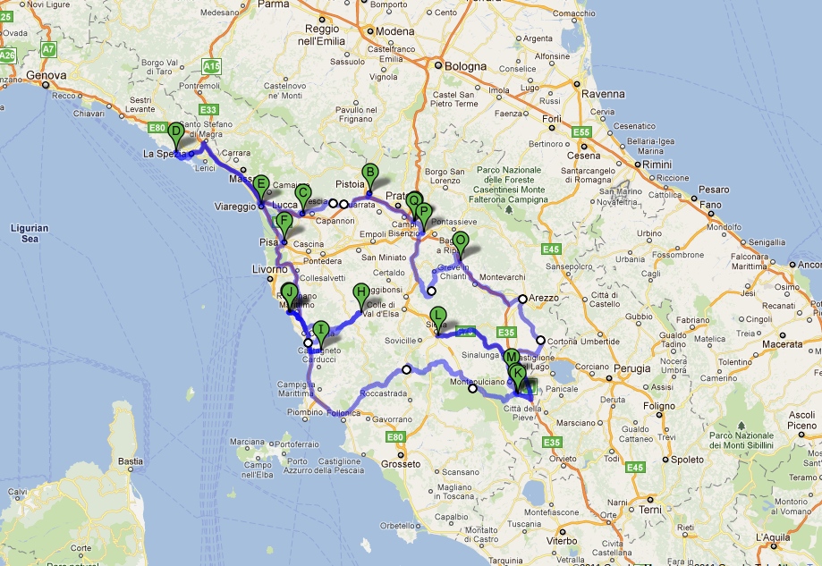 Fem Byar Italien Karta | Karta