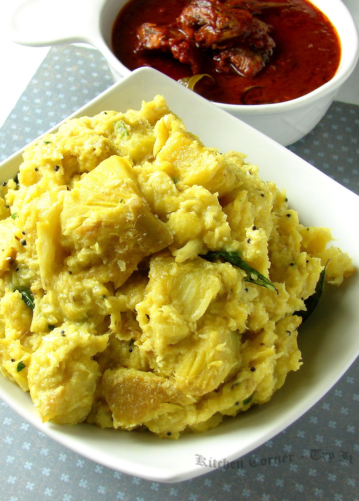 Kadachakka Puzhukku- Kerala Style Mashed Breadfruit with Coconut and Spices