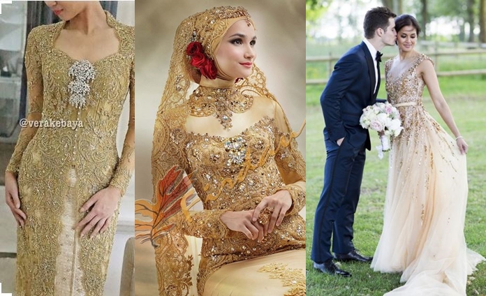 49+ Model Gaun Pengantin Warna Gold, Paling Dicari!