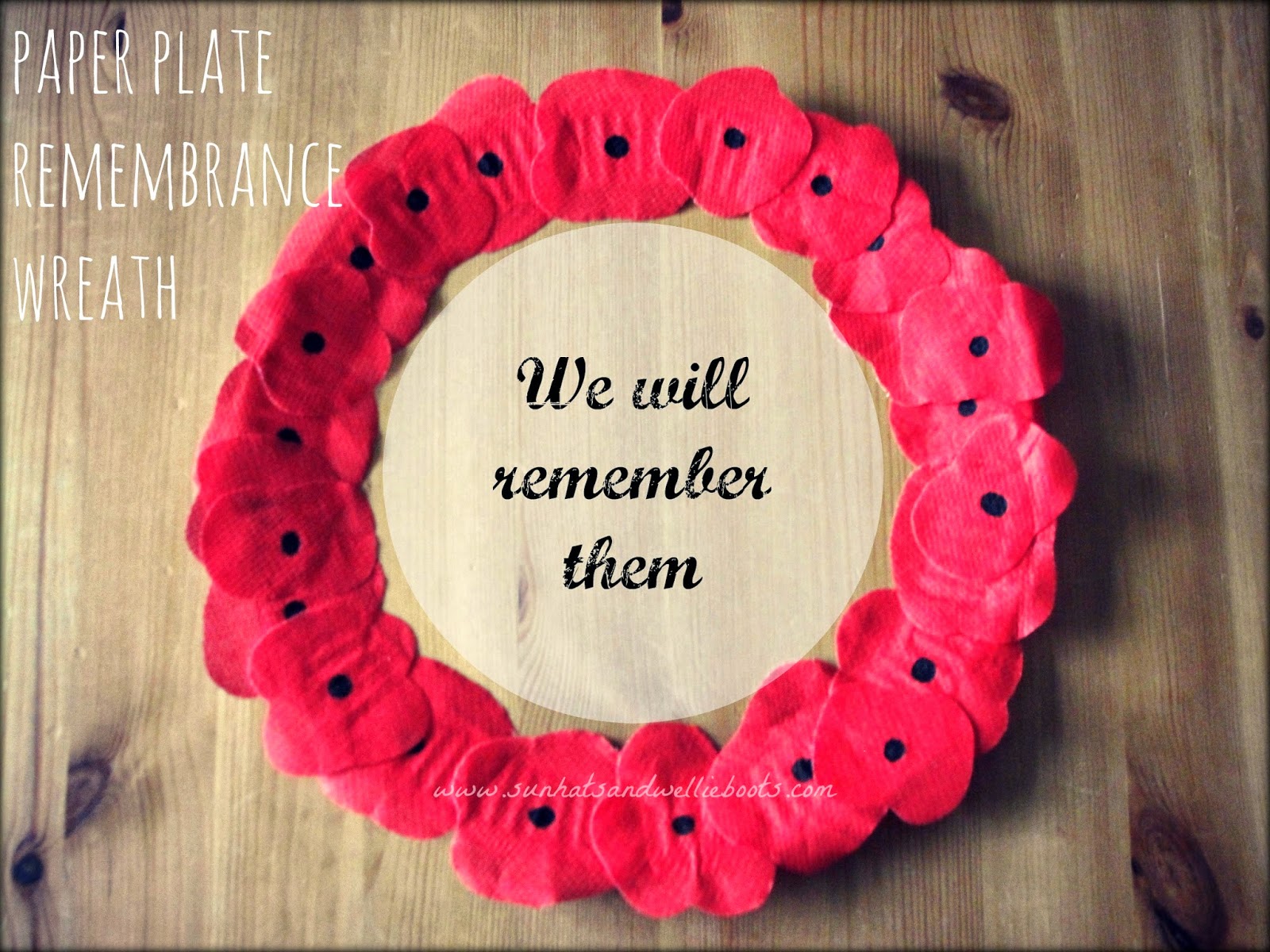 Sun Hats & Wellie Boots: Paper Plate Poppy Wreath for Remembrance