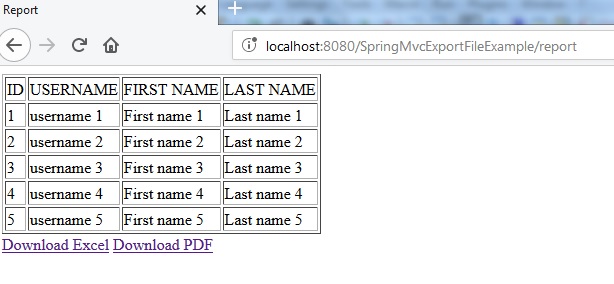 Generate Excel File And Pdf File In Spring 4 Mvc Using Apache Poi Itext Pdf Tutorial Learning