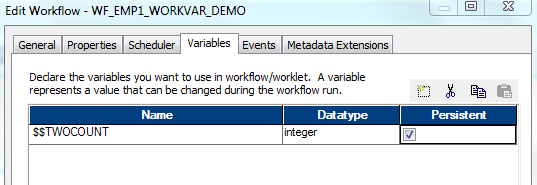 Basic Informatica Tutorial: Workflow variables