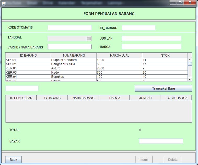 Beby Viya: Membuat Form Penjualan Barang Sistem Informasi Penjualan