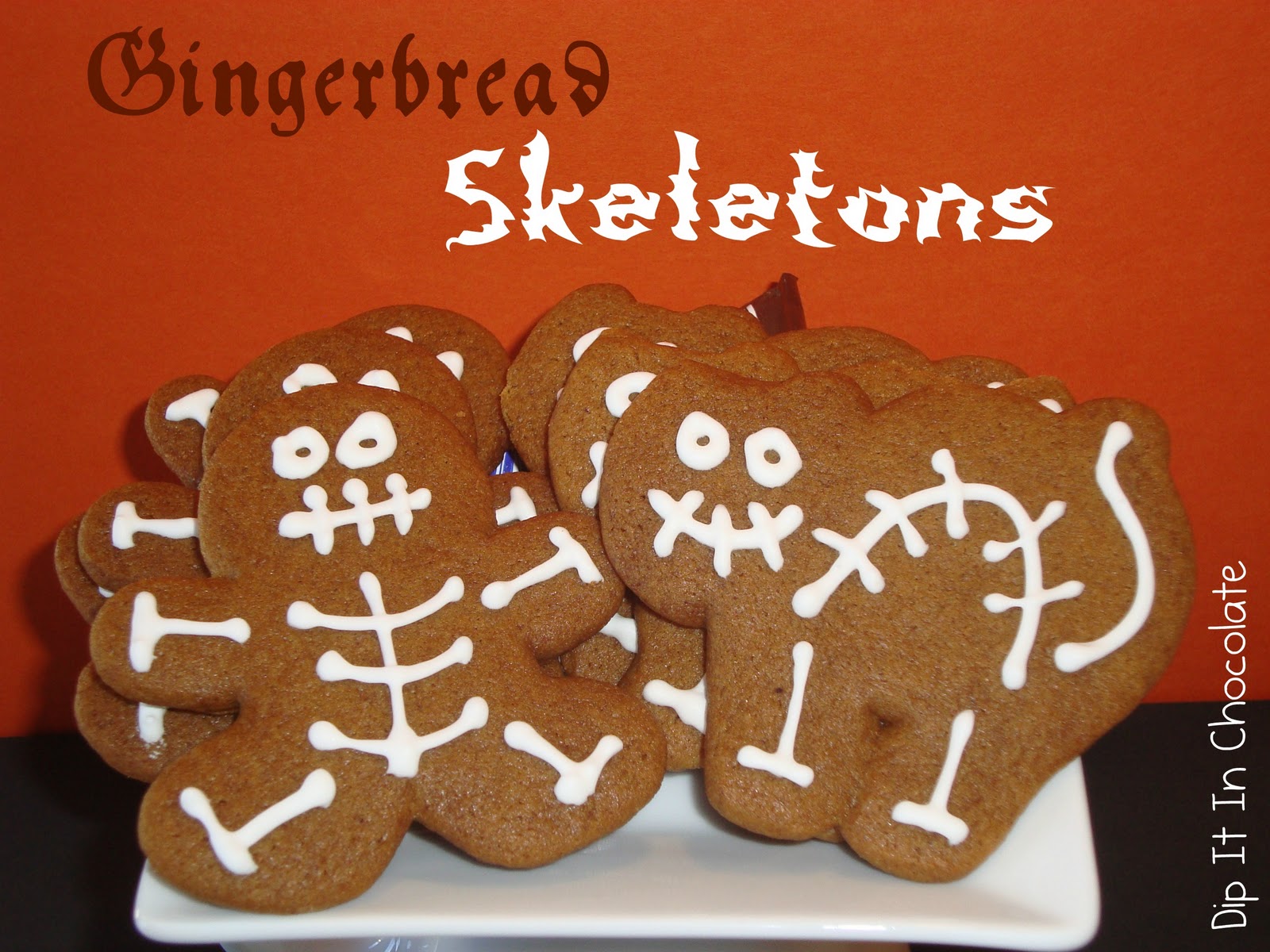 Gingerbread Skeletons with Royal Icing ~ Dip it in Chocolate