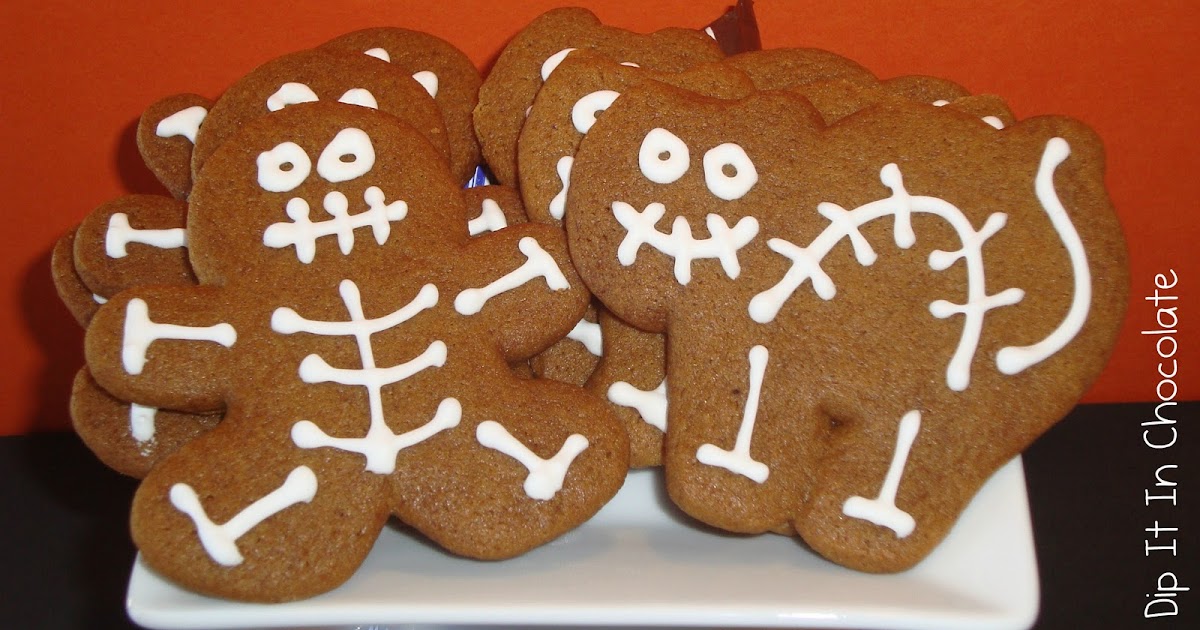 Gingerbread Skeletons with Royal Icing ~ Dip it in Chocolate