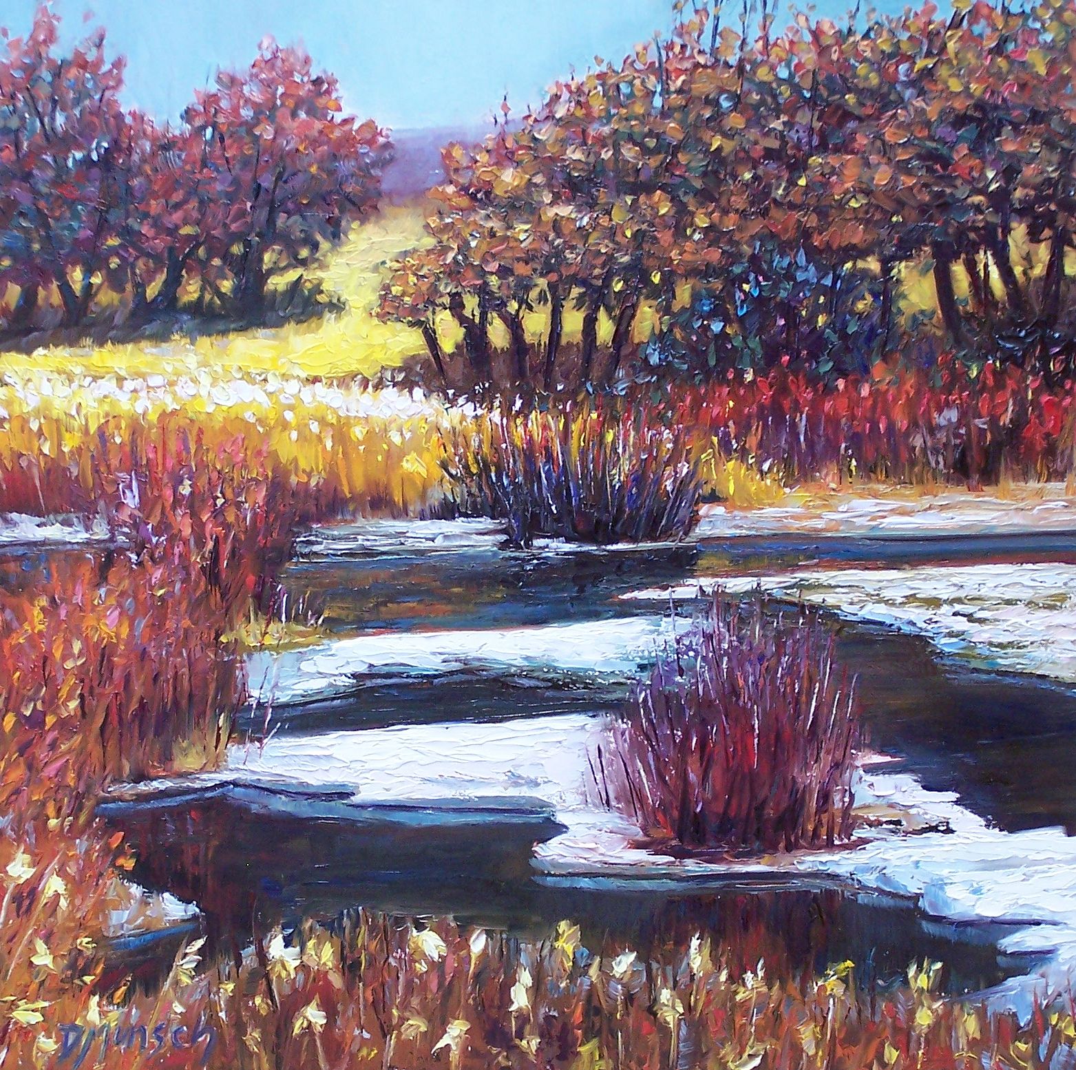 Donna Munsch Fine Art: Original Oil Painting Autumn Snow