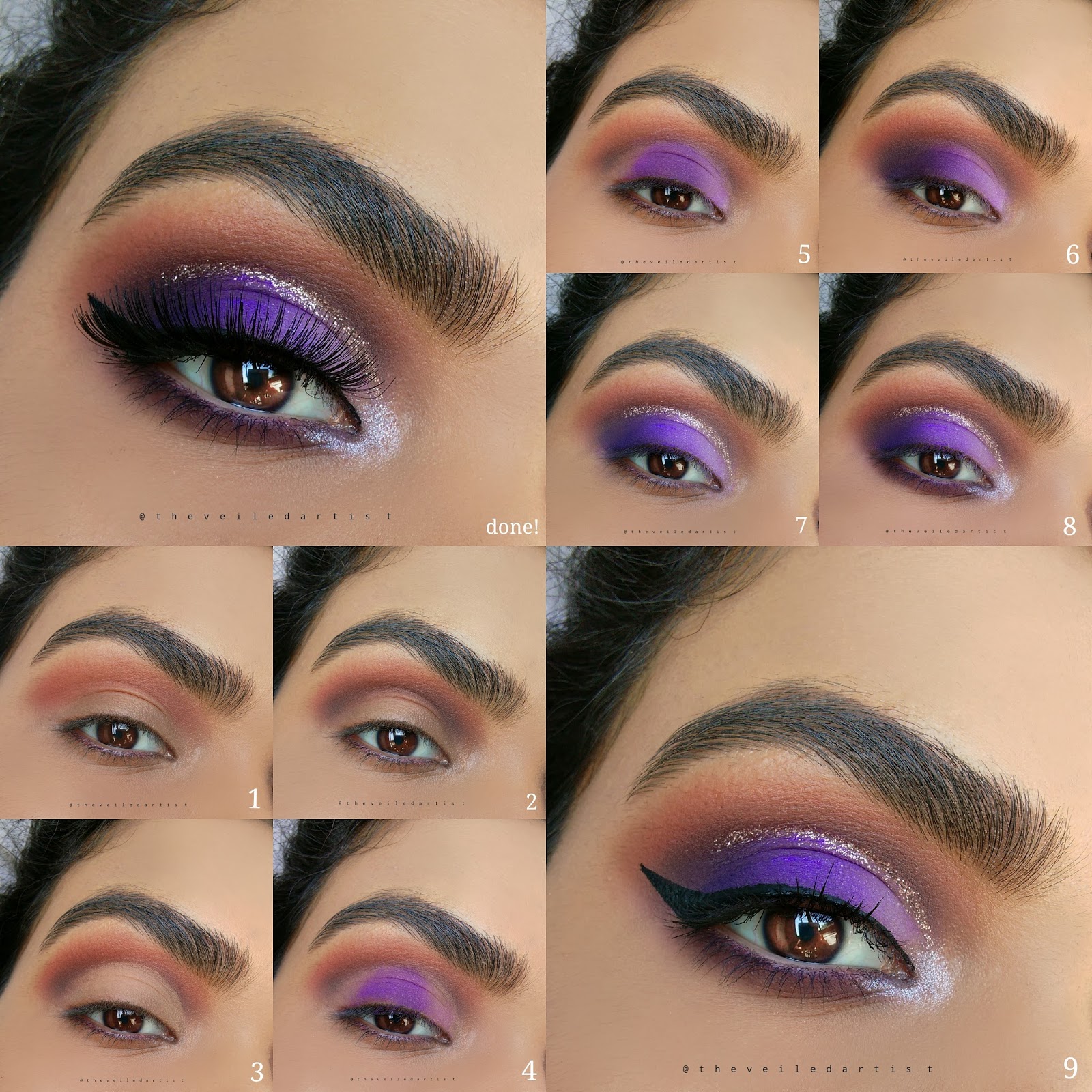 Purple Ombre Glitter Cut Crease Tutorial - The Veiled Artist