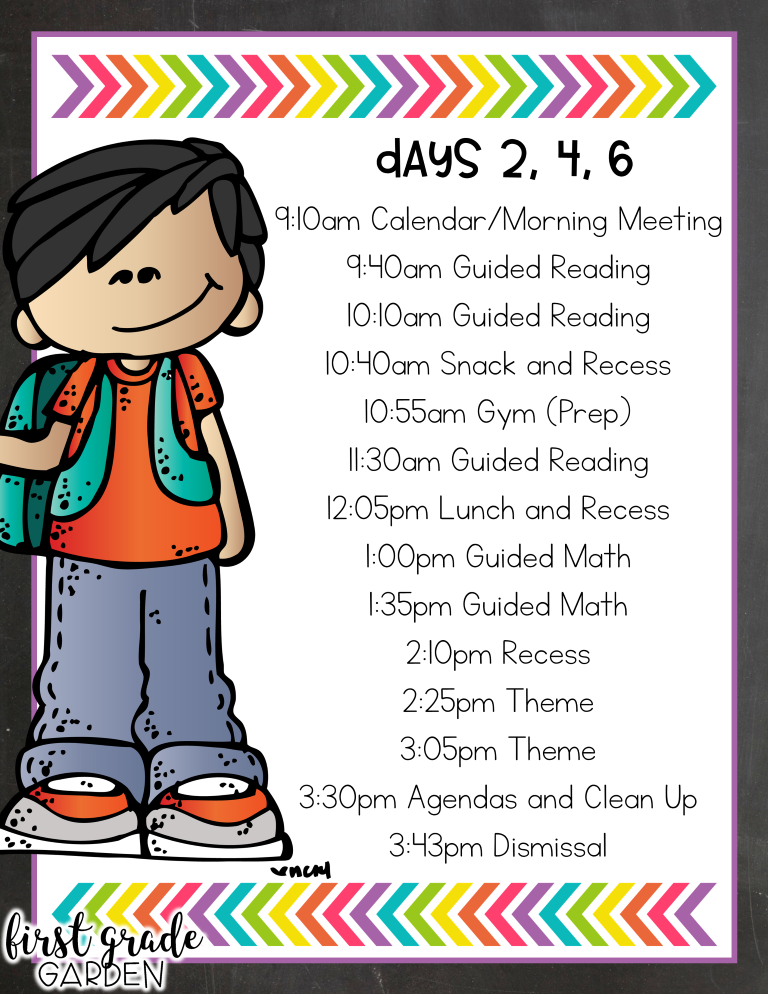 First Grade Garden: Monday Motivation: Daily Schedule