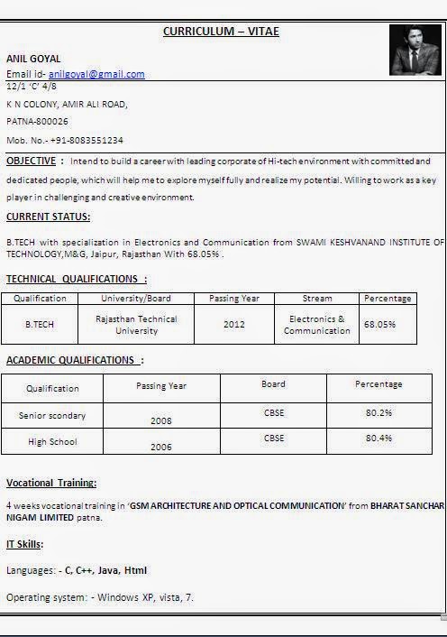 cv format and samples