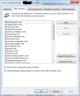 University of Houston-Downtown TTLC Tech Tips : Adding Safe Senders in ...