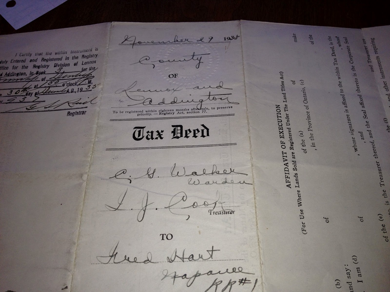 Olive Tree Genealogy Blog: Genealogy Treasure No. 15: Tax Deed 1938 Hart