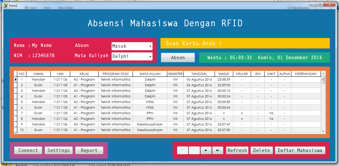 Absensi Mahasiswa dengan RFID dan Arduino Nano - Nandan Hunter