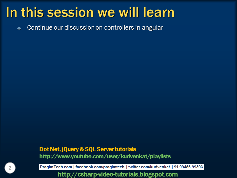 Sql Server Net And C Video Tutorial Controllers In Angularjs