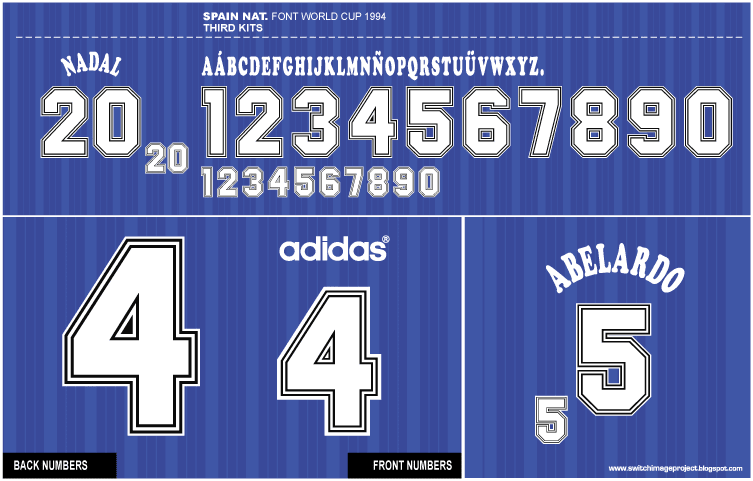 Football teams shirt and kits fan: Font Spain WC 1994 Third Kits