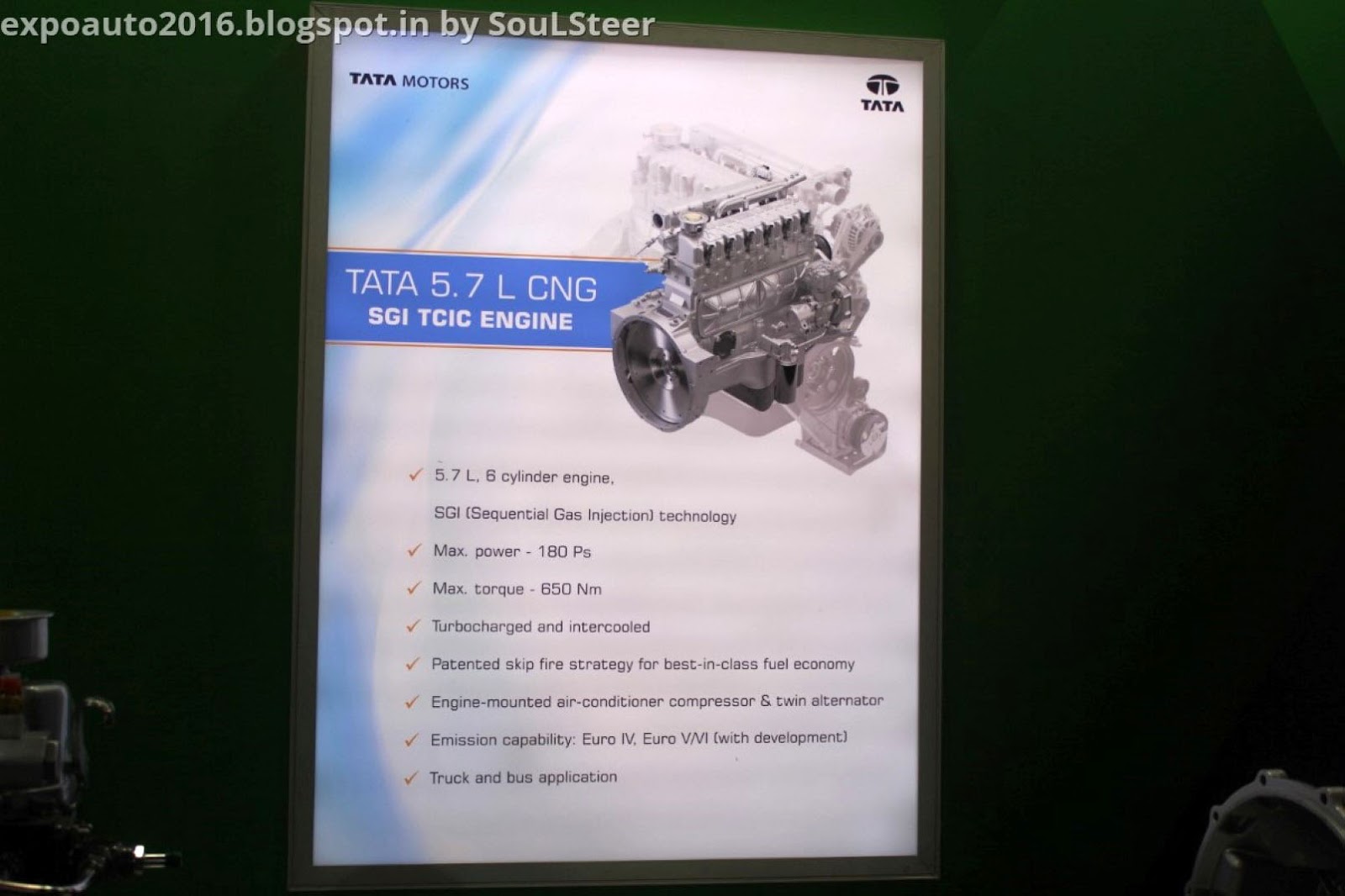 Auto Expo 2016 by SouLSteer: Tata 3.3L, 5L, 5.7L CNG engine and G550 ...