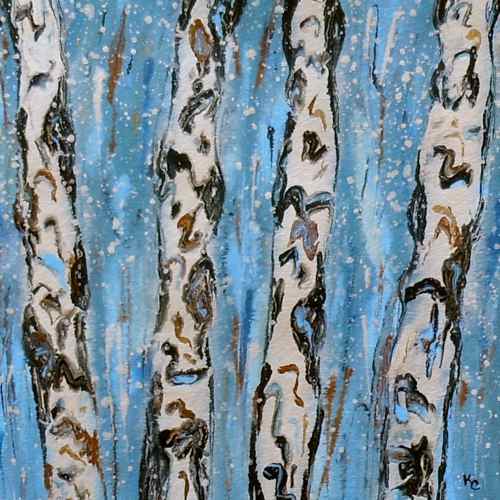 Kimberly Conrad Daily Paintings: "Winter Aspens CT-4" Original Abstract ...