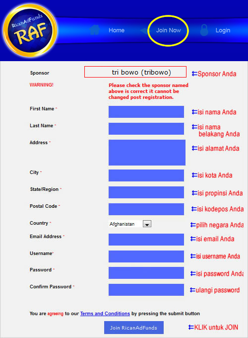 RicanAdFunds Tribowo - 2% Daily For 125 Days: Cara Daftar