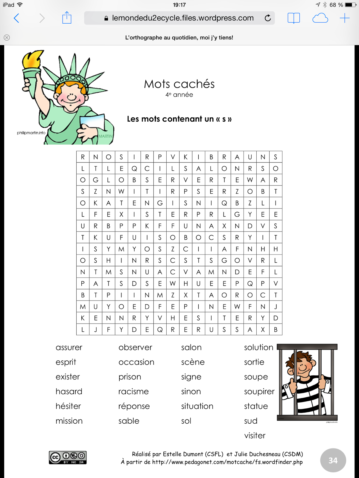 Bienvenue en 4e année: mots cachés