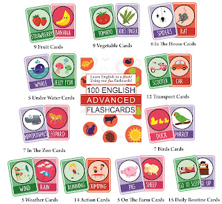 Galaxy Comfort: English Advance Flash Cards 100 Cards For Kids To Learn ...