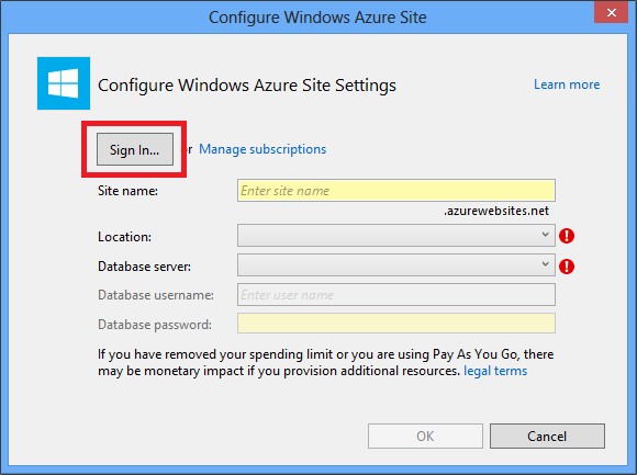 Visual Studio 2013: New ASP.NET Project with Windows Azure Site | dotnetExpertGuide.com