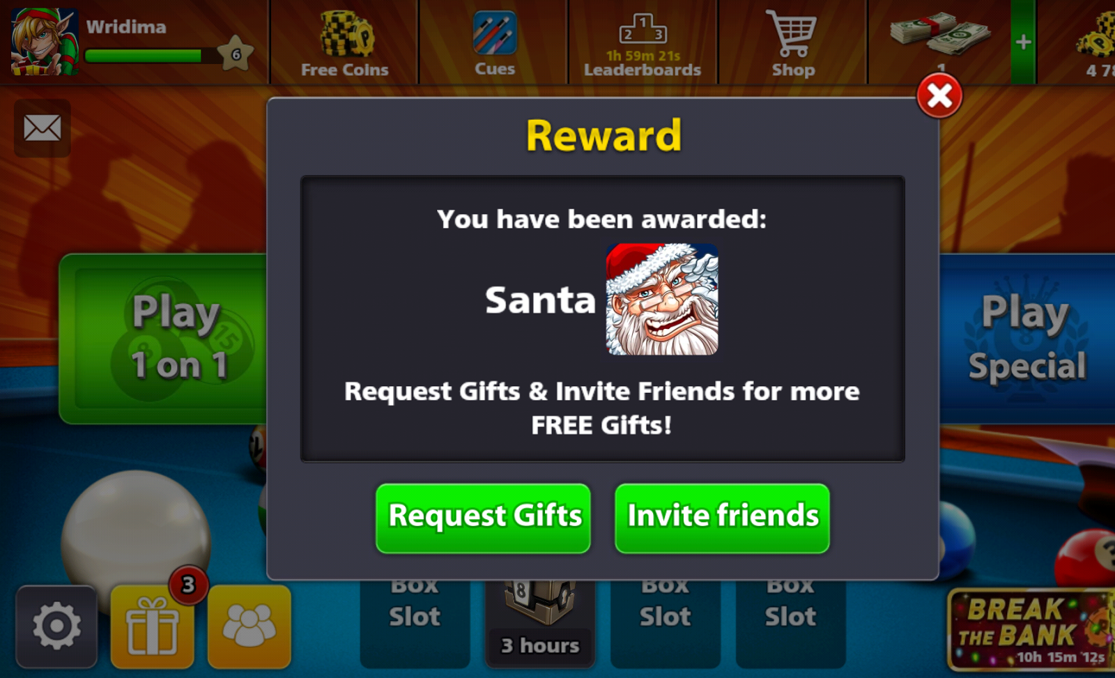 8 Ball Pool Rewards 25th December 2017 - 8 Ball Pool Gift