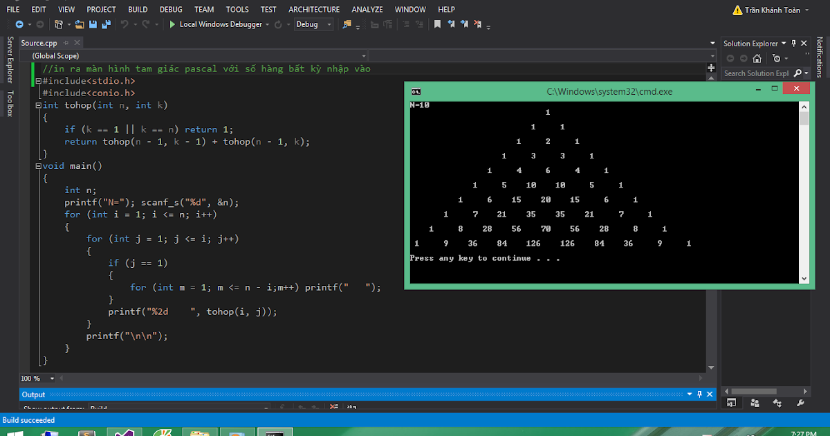 Hướng dẫn vẽ tam giác pascal trong c dễ hiểu và chi tiết