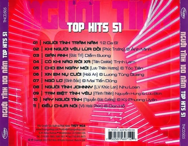 Thúy Nga CD 505 - VA - Top Hits 51 (Người Tình Trăm Năm) ~ Cover Nhạc Việt