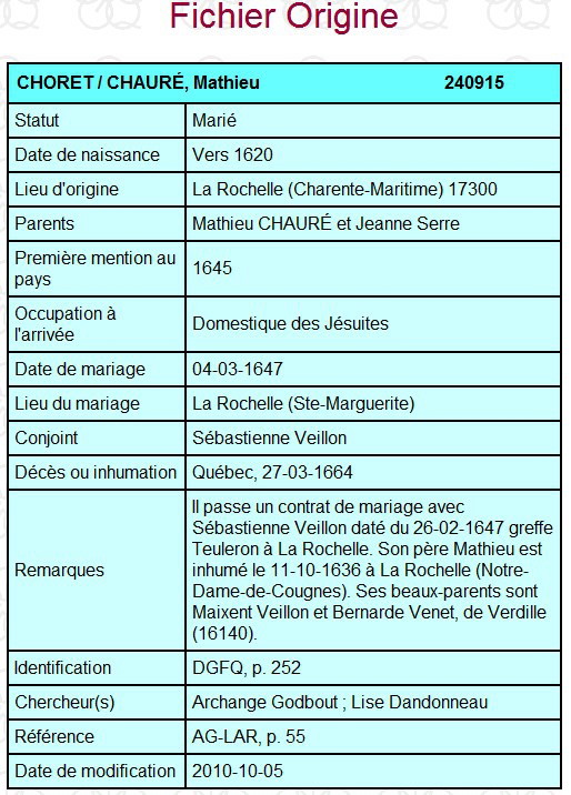 La généalogie de familles de Clair NB et du Madawaska: Dana Charette