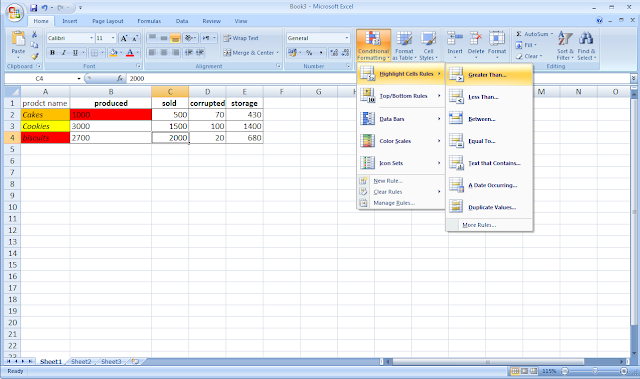 Lesson 11 : Excel conditional Formatting ( Highlight cells rules ) :