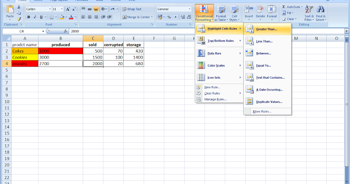 Lesson 11 : Excel conditional Formatting ( Highlight cells rules ) :